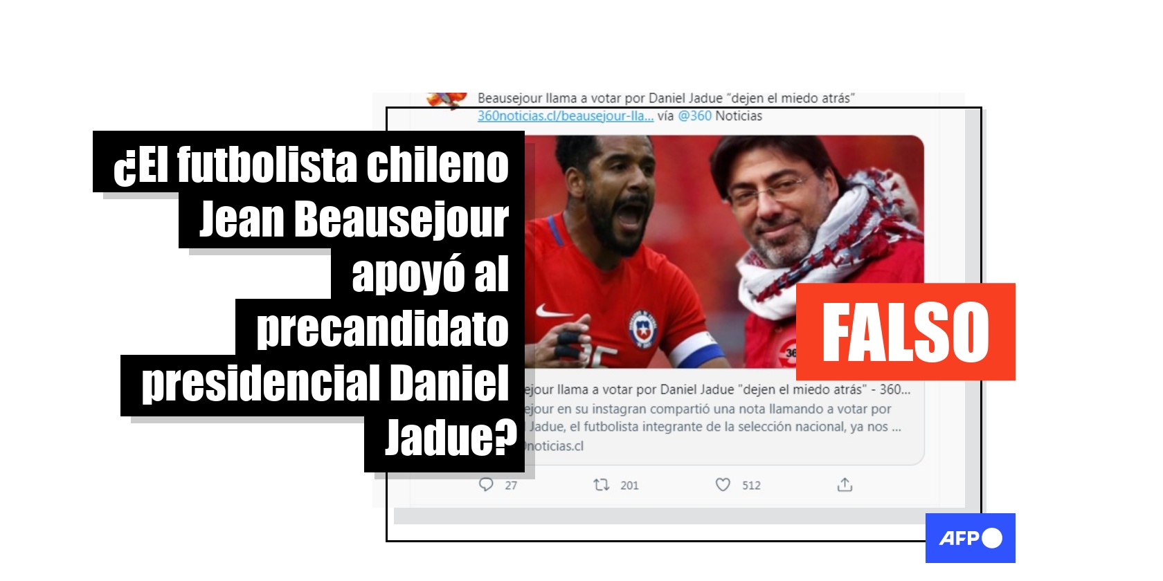 El futbolista chileno Jean Beausejour no apoyó al presidenciable Daniel ...