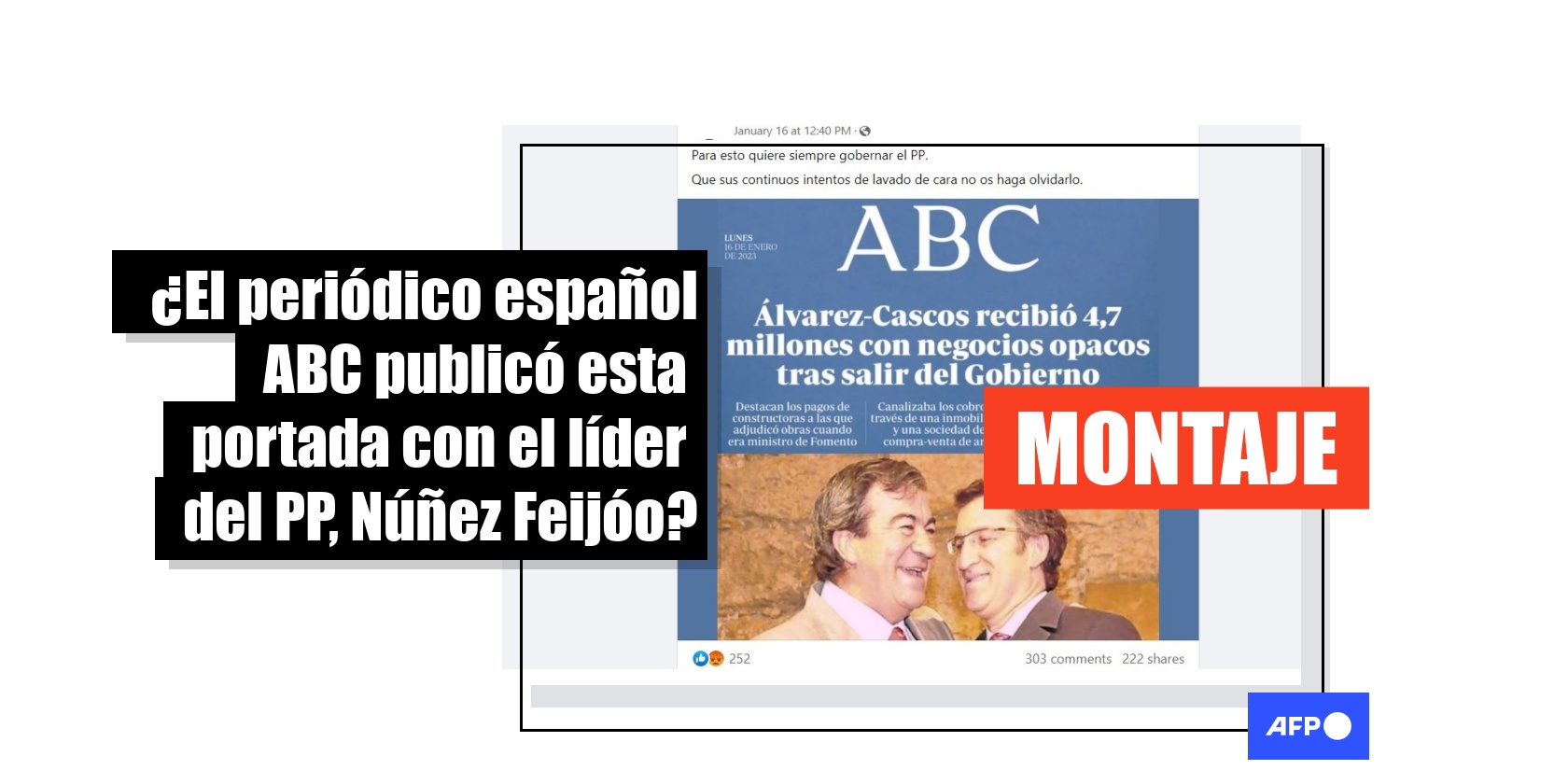 La portada del diario ABC del 16 de enero de 2023 con el político ...