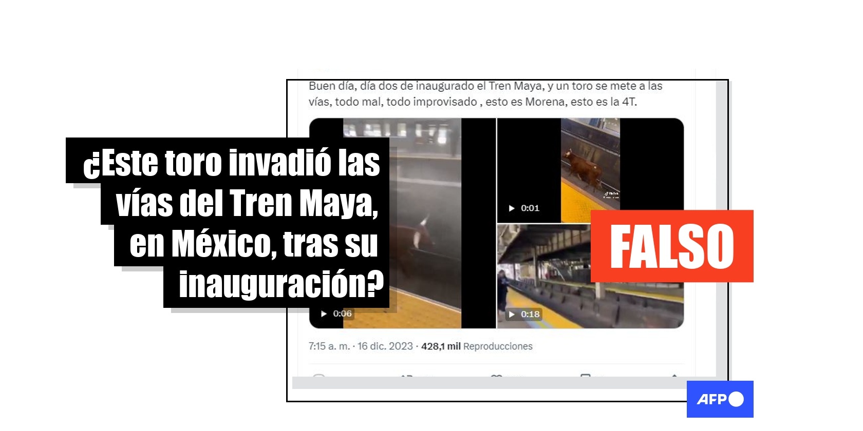 Videos de un toro en unas vías no fueron grabados en el Tren Maya de ...