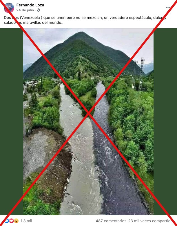 Esta foto de dos ríos que se juntan pero no se mezclan es de Georgia ...